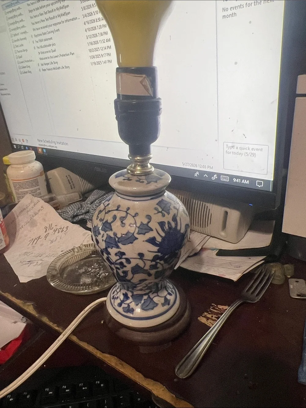 Source Unknown | Accents | Vintage Blue And White Ceramic Table Lamp ...